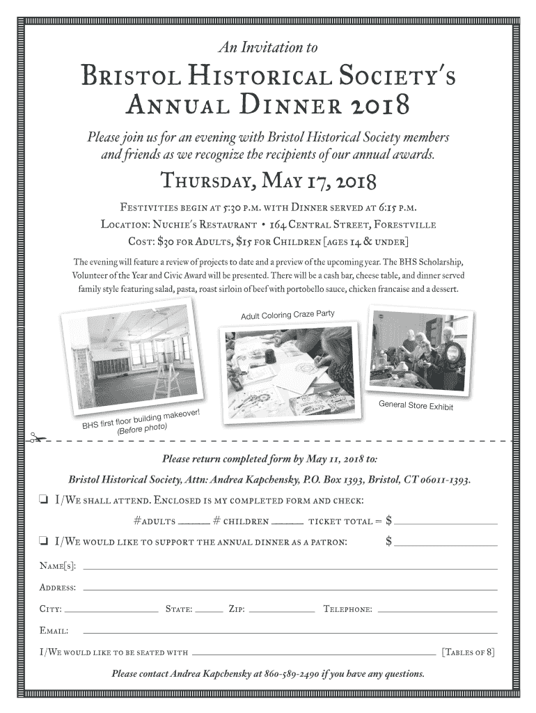 Fillable Online An Invitation to Bristol Historical Society's Annual ...