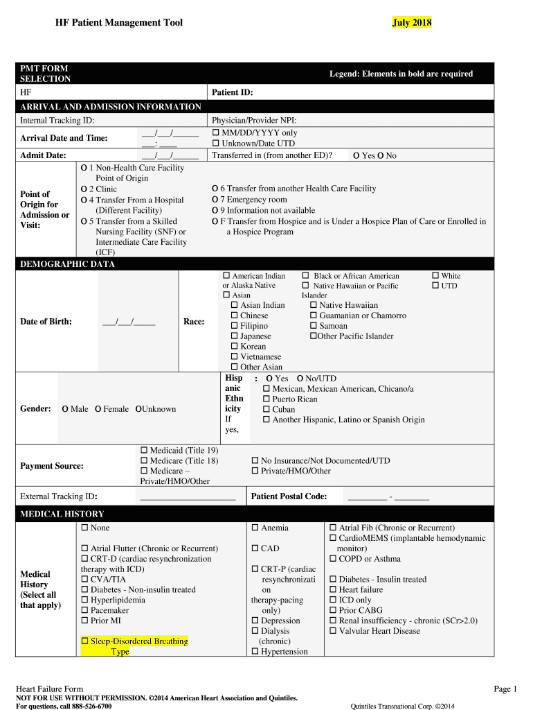 Fillable Online Heart Failure Hospital Record Abstraction Form (HFA ...