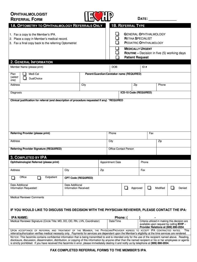 Choc Ophthalmology Referral Form - Fill Online, Printable, Fillable ...