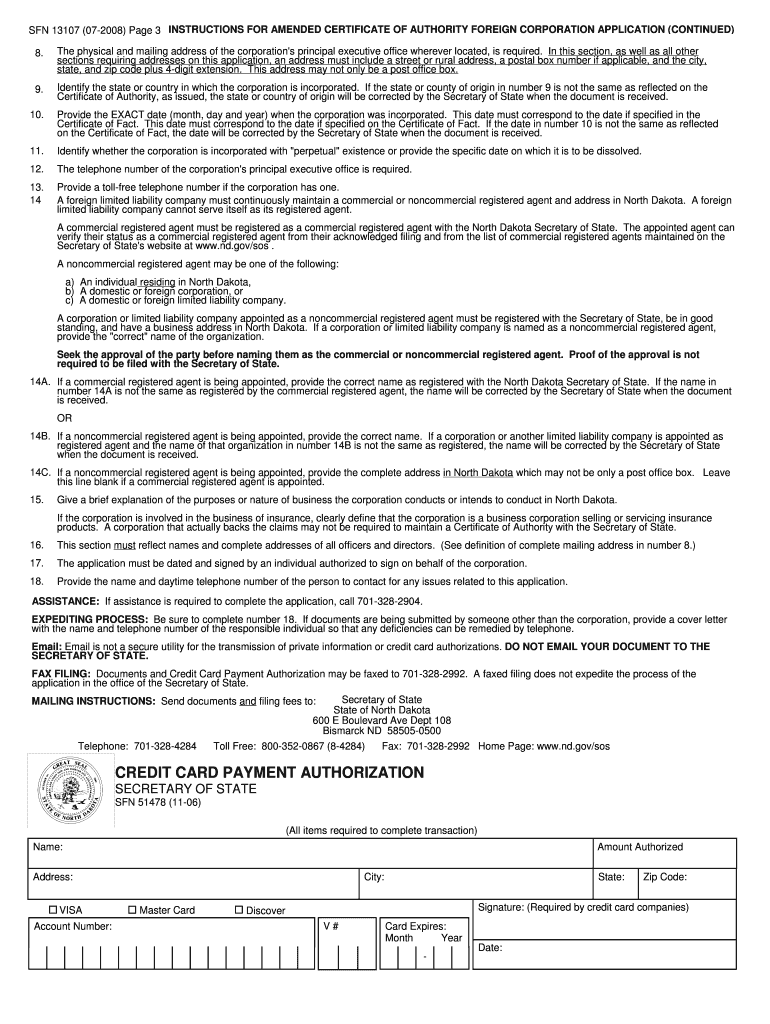 Fillable Online Justia :: Amended Certificate Of Authority Foreign Corporation ... Fax Email ...