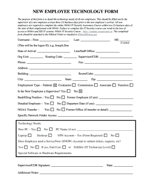Fillable Online NEW EMPLOYEE TECHNOLOGY FORM Fax Email Print - pdfFiller