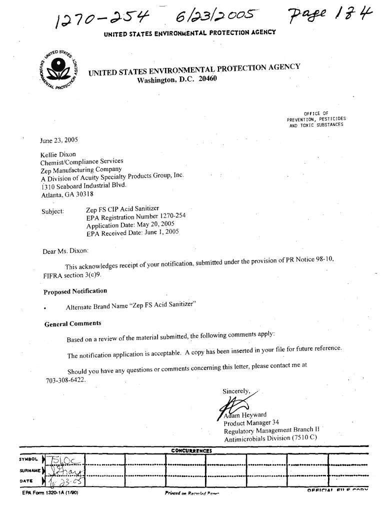 Fillable Online U.S. EPA, Pesticide Product Label, ZEP FS CIP ACID ...