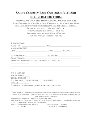 Fillable Online Sarpy County Fair Outdoor Vendor Registration form Fax ...