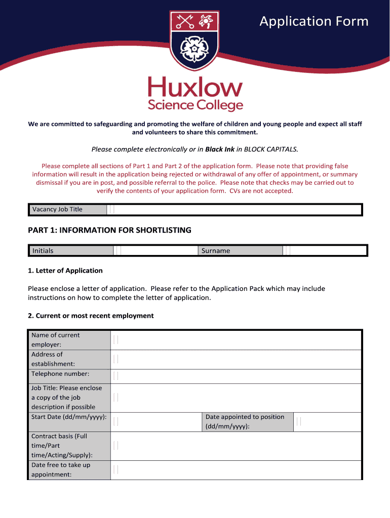 Fillable Online d3giikteahxfyn cloudfront Employment Application Form: Support - chantryacademy ...