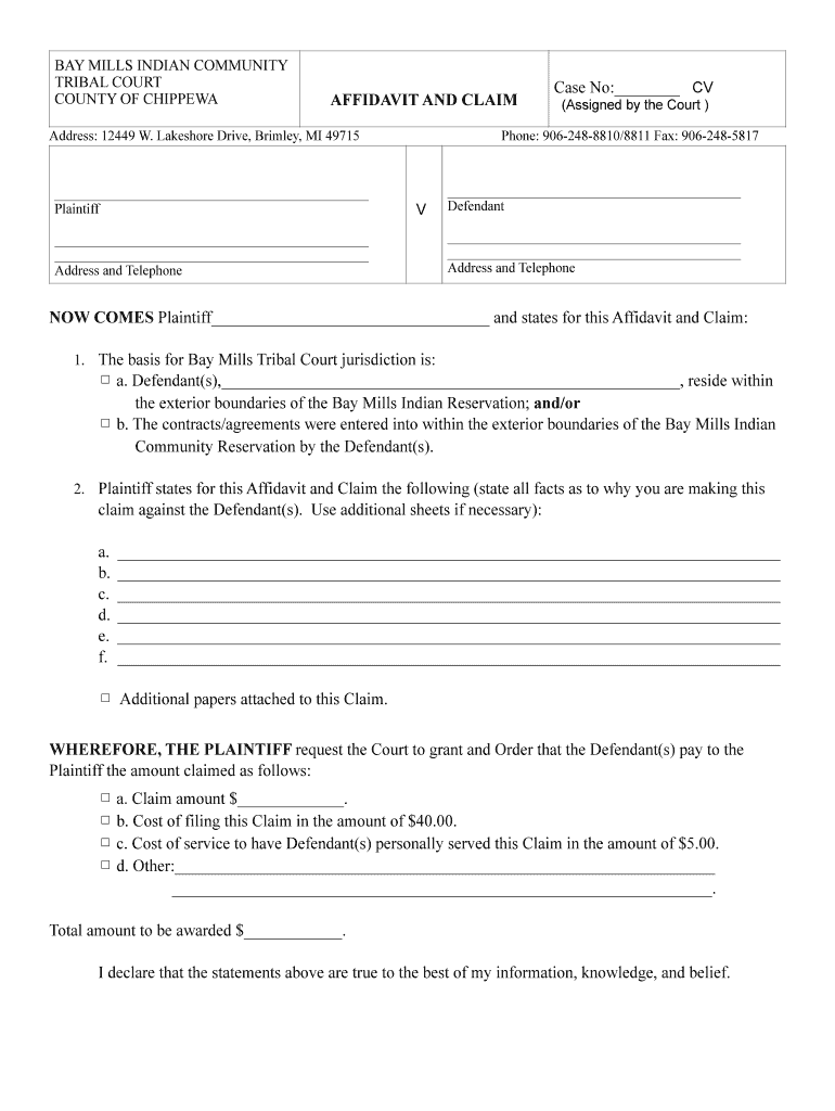 Fillable Online Affidavit and Claim Form Fax Email Print - pdfFiller