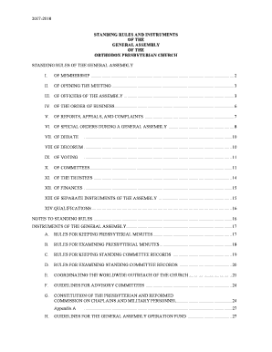 Fillable Online Standing Rules of the General Assembly - pcusa Fax ...