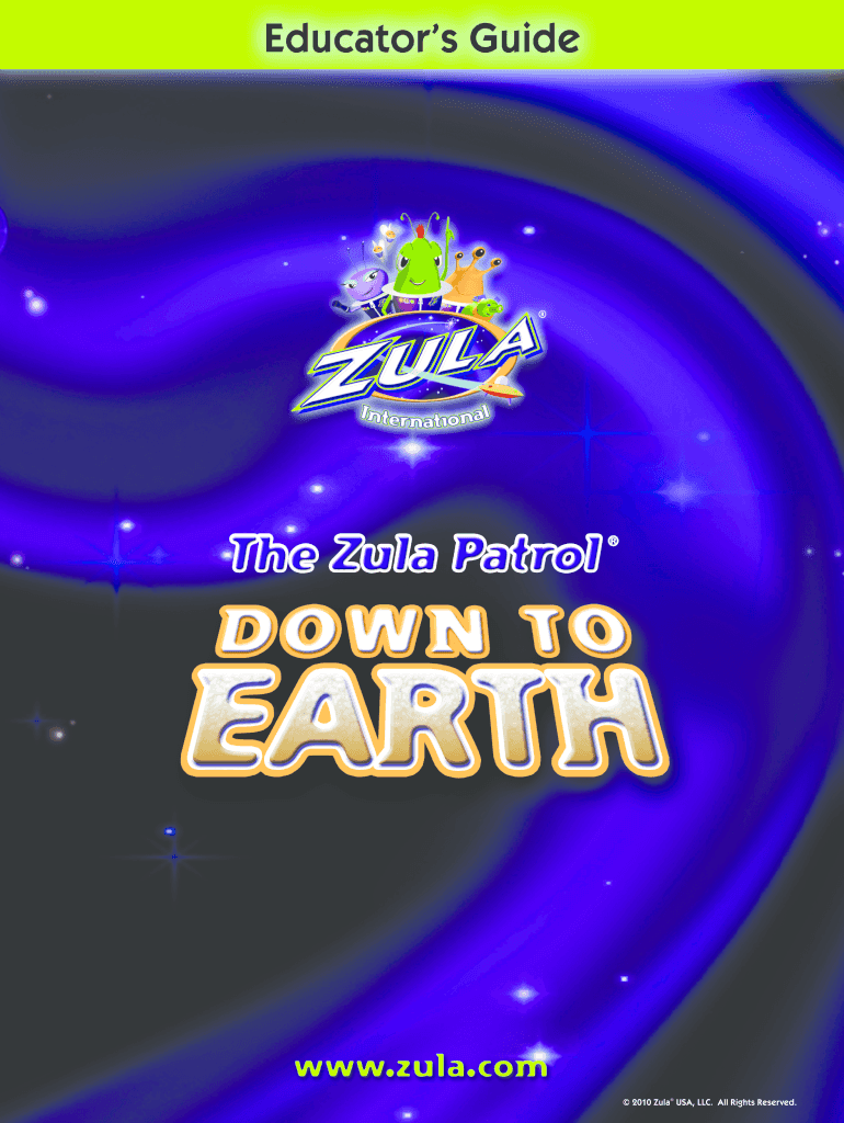 Fillable Online The Zula Patrol Down to Earth Educator's Guide Fax ...