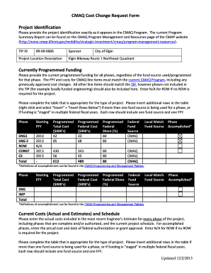 Fillable Online CMAQ Cost Change Request Form Project ... - CMAP Fax ...
