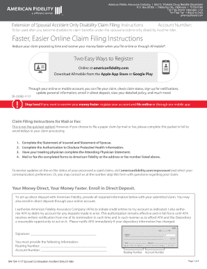 Fillable Online Extension of Spousal Accident Only Disability Claim Filing Instructions Fax ...