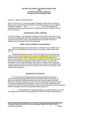 Fillable Online DEED OF DEDICATION starting from east Fax Email Print ...