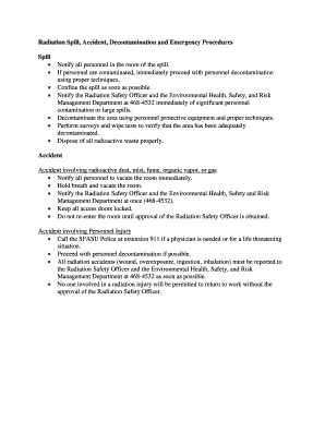 Fillable Online Radiation Spill, Accident, Decontamination and ...