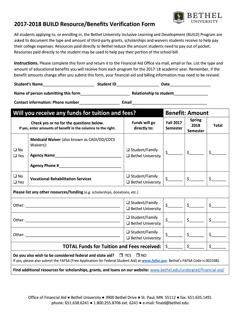 Fillable Online bethel university inclusive learning and development ...