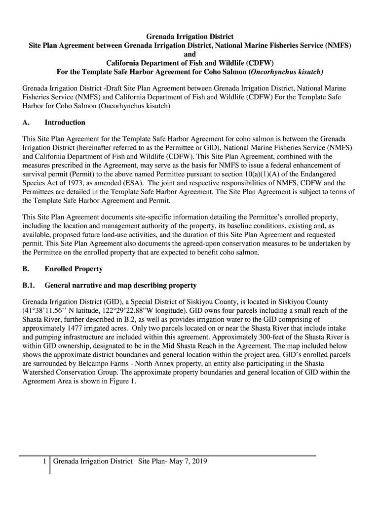 Fillable Online Site Plan Agreement for the template Safe Harbor ...