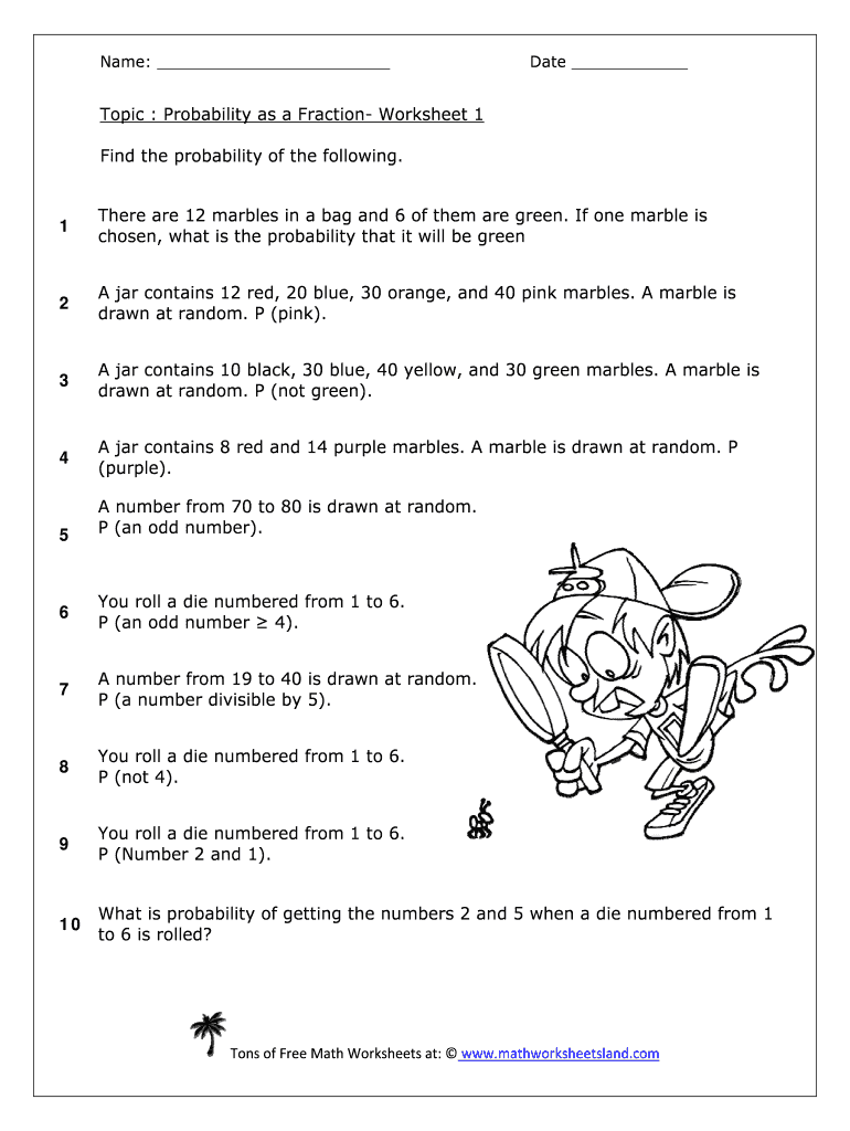 Fillable Online Probability as a Fraction Five Worksheet Pack Fax Email ...