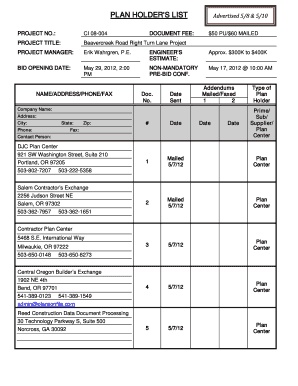 Fillable Online Planholders List. Form Fax Email Print - pdfFiller