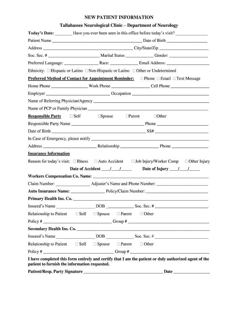 Fillable Online patient information form - Gentle Gynecology ...