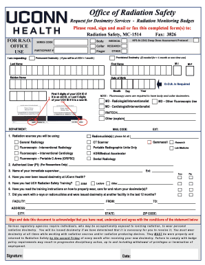 Fillable Online Request for Dosimetry Services - Radiation Monitoring ...