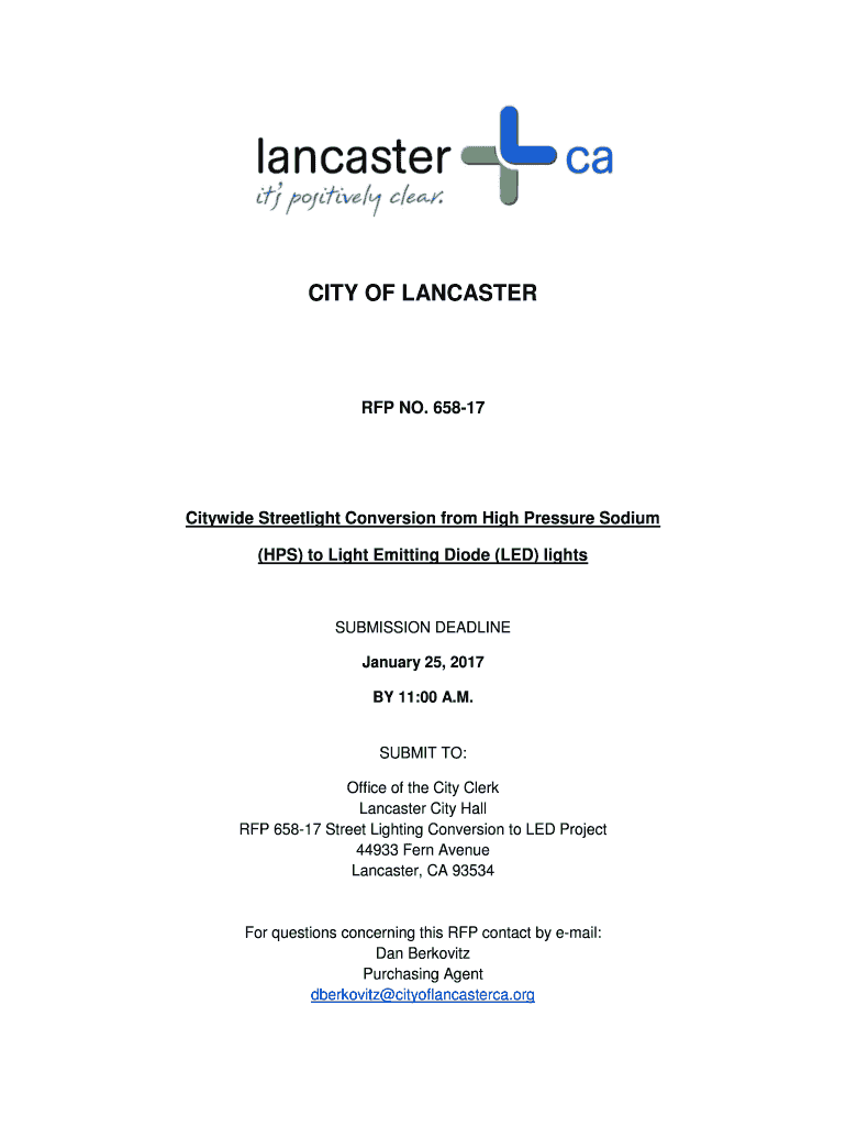 Fillable Online RFP 658-17 Citywide Streetlight Conversion from High ...