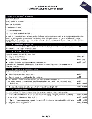 Fillable Online LOCAL AREA WHS INDUCTION Fax Email Print - pdfFiller