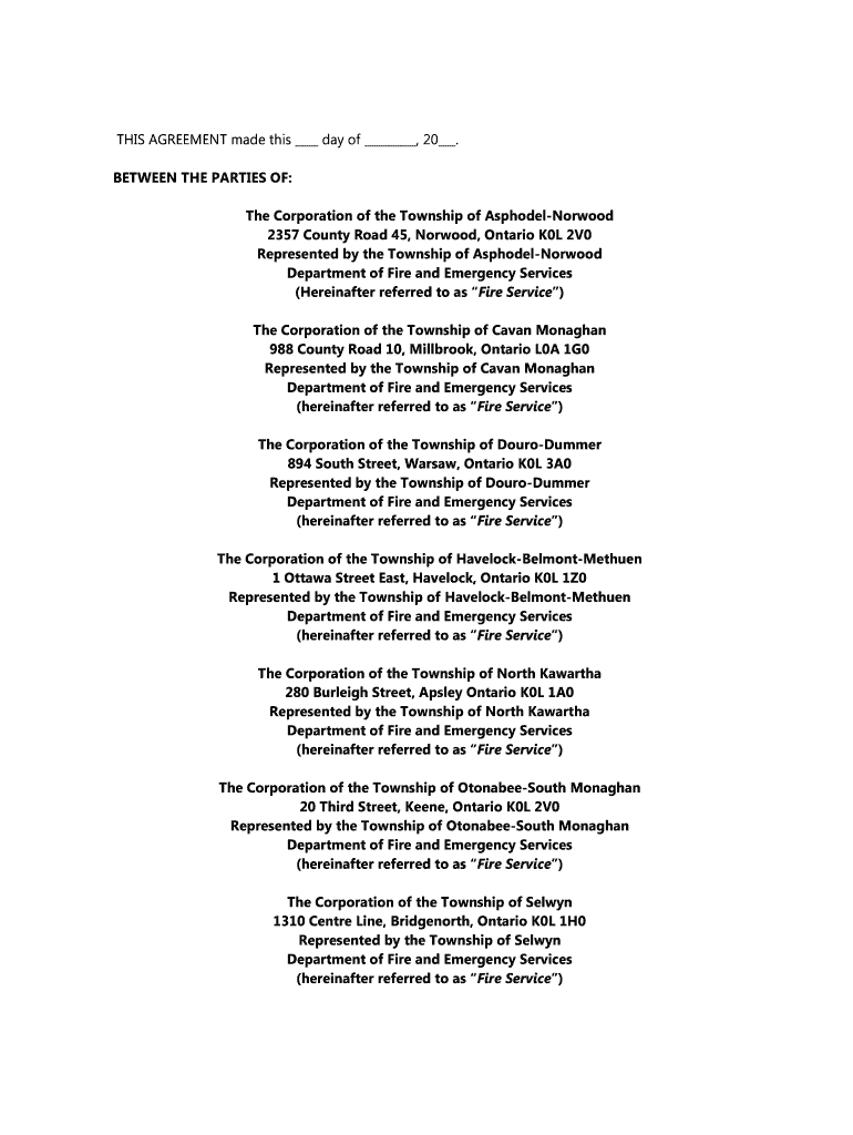 Fillable Online peterboroughcounty civicweb THIS AGREEMENT made this day of , 20 Fax Email Print ...