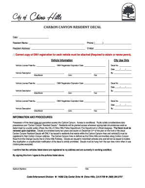Fillable Online CC Decal Application Form Fax Email Print - pdfFiller