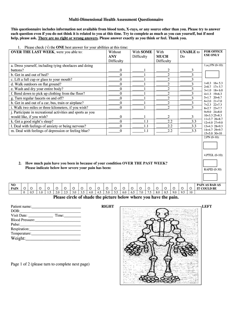 Fillable Online Fillable Online Multi-Dimensional Health Assessment ...