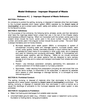 Fillable Online Model Ordinance - Improper Disposal of Waste Fax Email ...