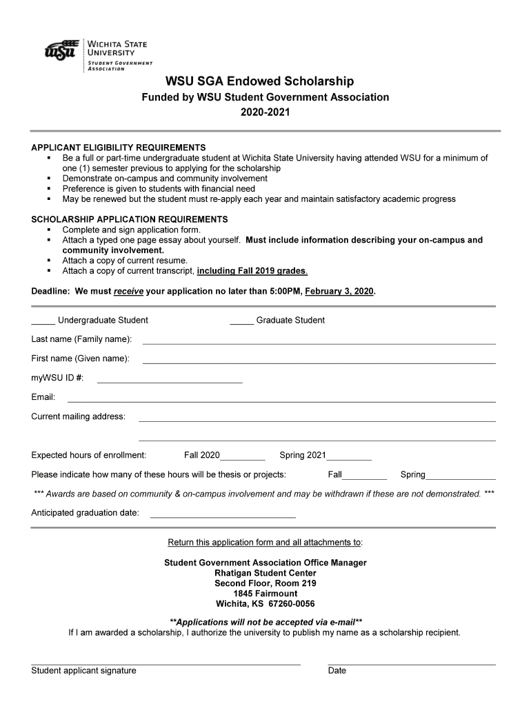Fillable Online Student Government Association - Wichita State ...