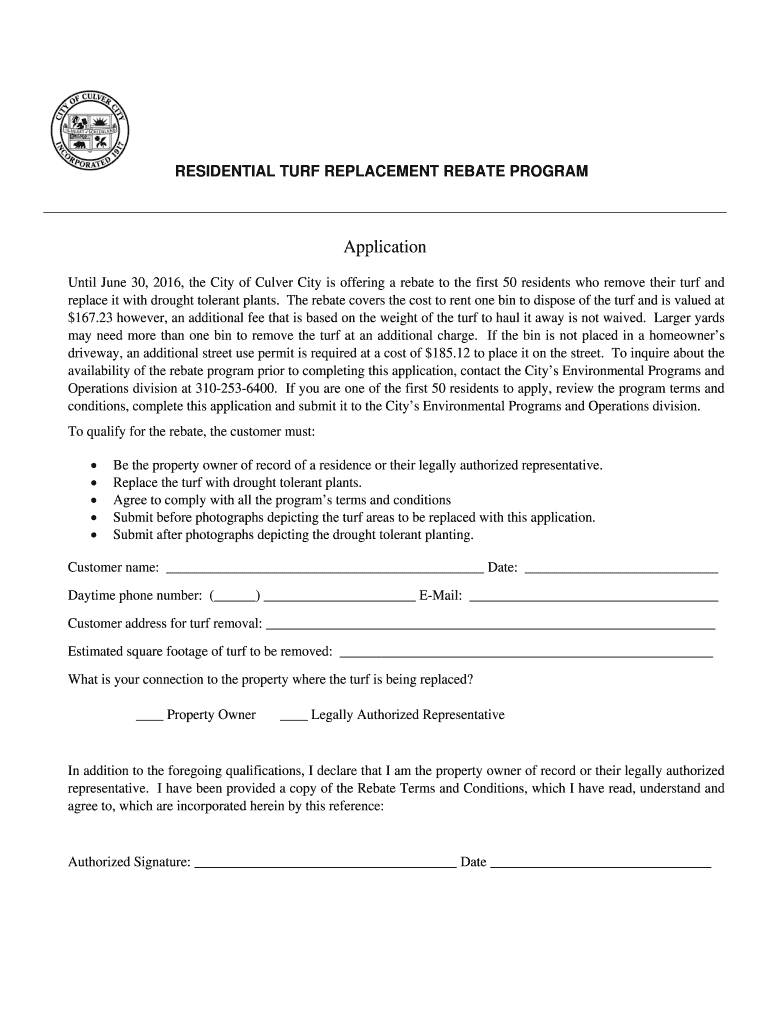 Fillable Online Turf Replacement Program - Be Water Wise Fax Email ...