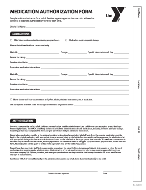Fillable Online Medication Authorization Form - Child Care Choices Fax ...