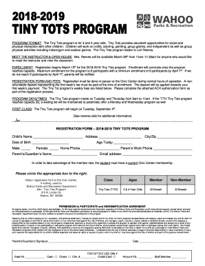 Fillable Online Tiny Tot Registration Form Fax Email Print - pdfFiller