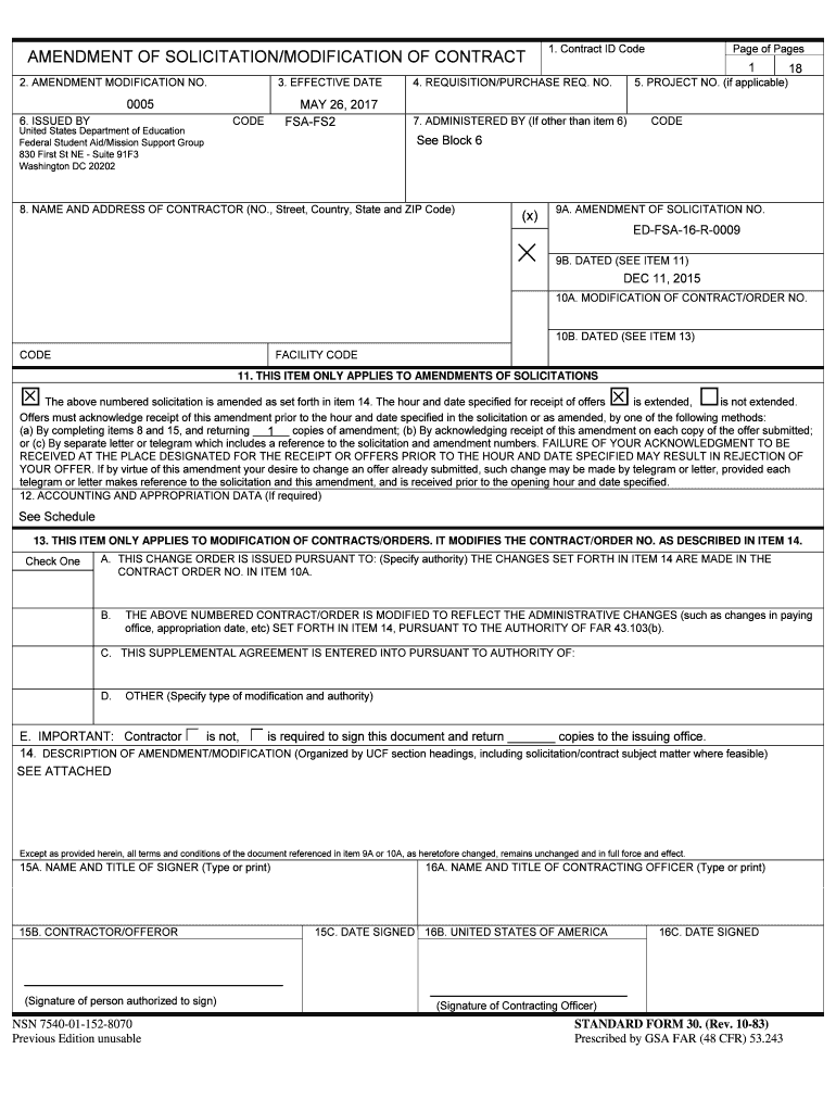 Fillable Online Section A - Amendment of Solicitation/Modification of ...