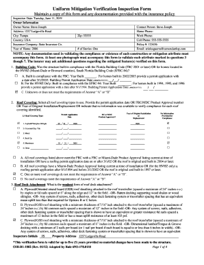 Fillable Online Uniform Mitigation Verification Inspection Form ...