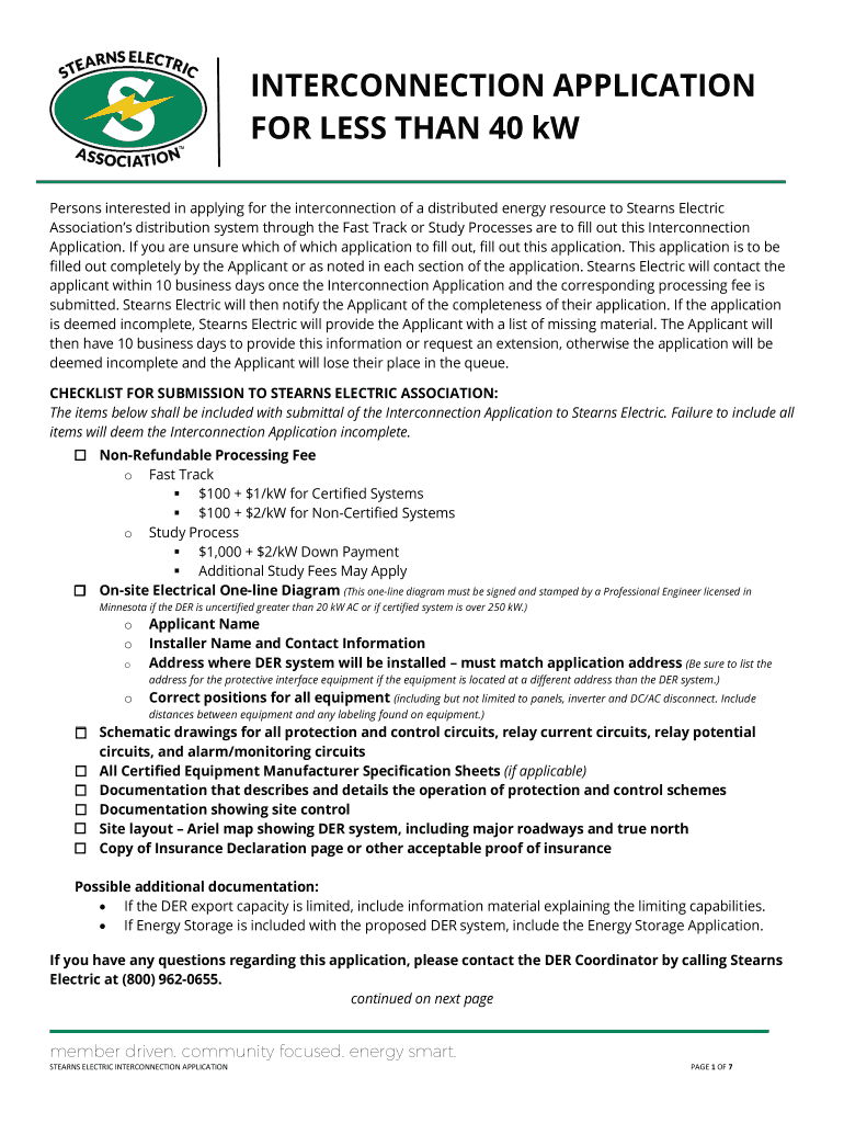 Fillable Online DER Interconnection Application For Less Than 40 kW Fax Email Print - pdfFiller