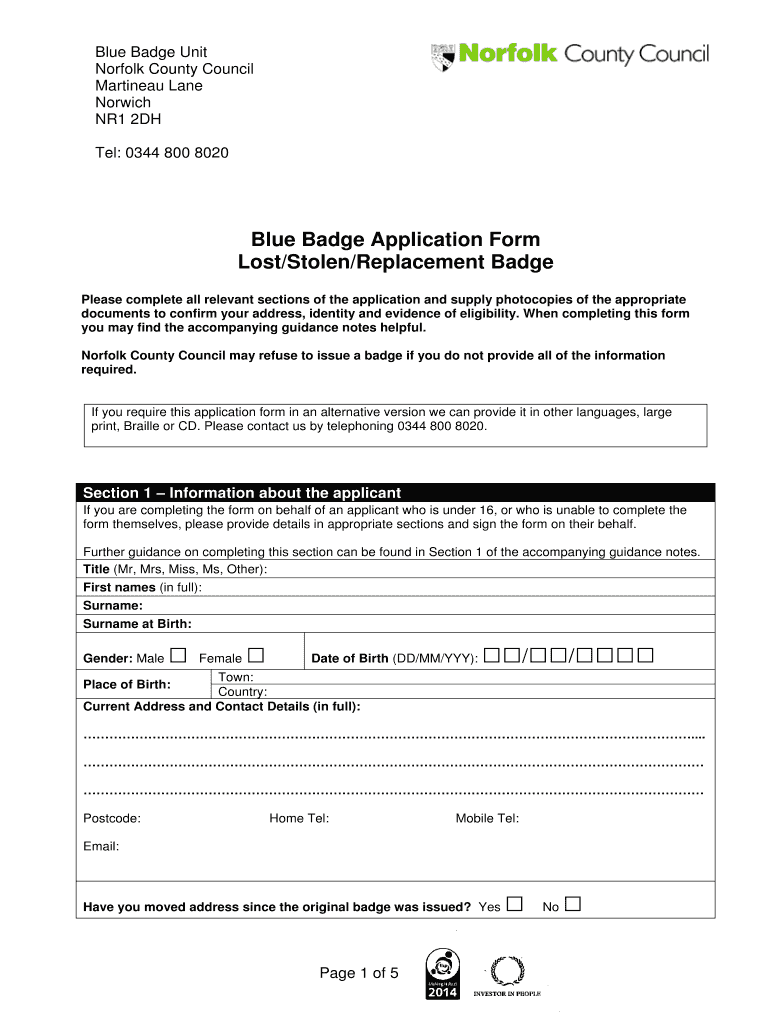 Fillable Online Blue Badge Unit Fax Email Print - pdfFiller