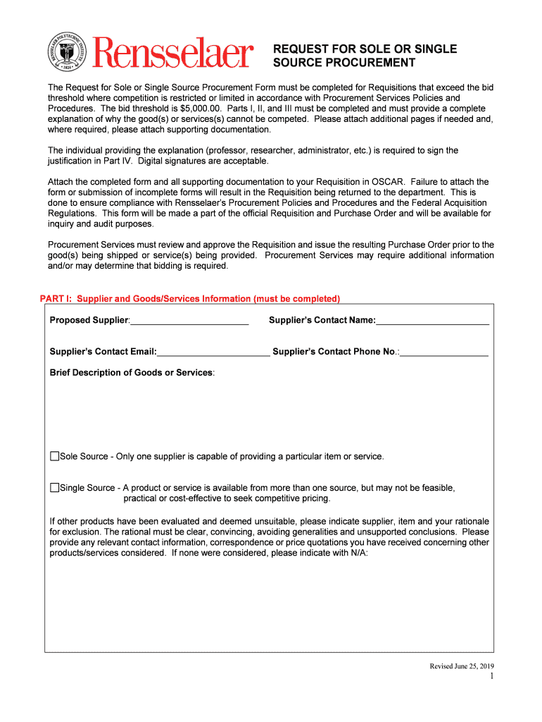 Fillable Online Final Draft SoleSingleSourceJustification Fax Email ...