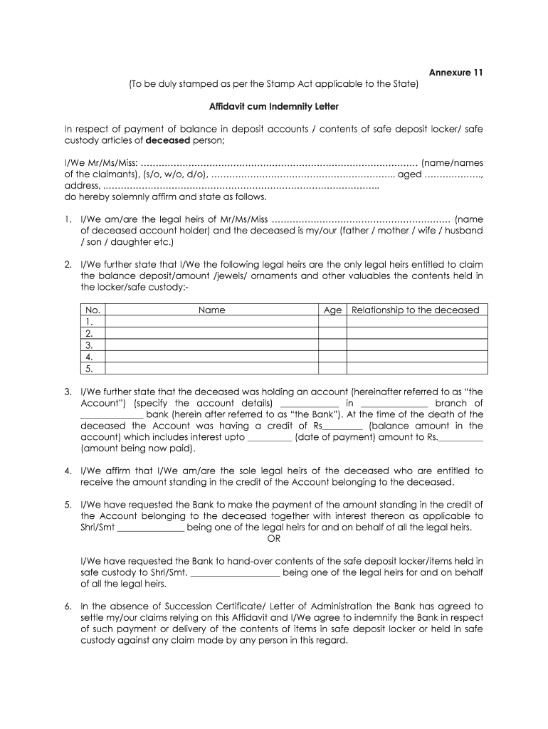 Annexure2 Application For Deceased Claim - IndusInd Bank - Fill and Sign Printable Template ...