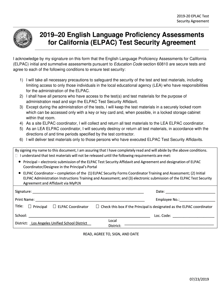 Fillable Online ELPAC Forms Fax Email Print - pdfFiller