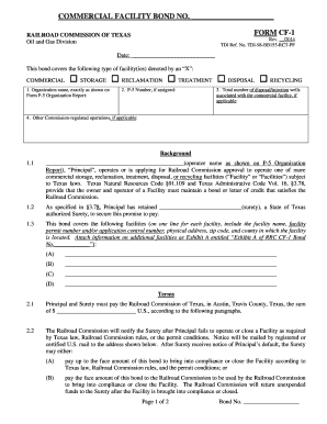 Fillable Online Texas RRC - Guidance for Filing Forms RRC CF-1 (Bond ...