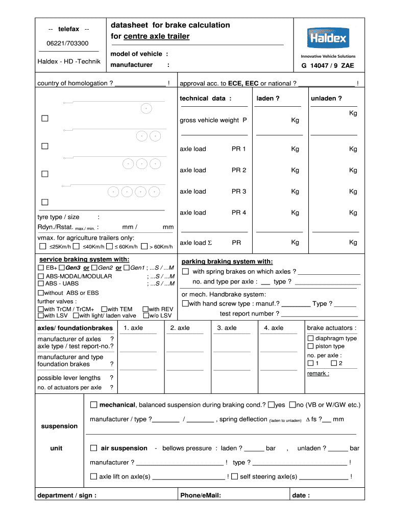 Fillable Online datasheet for brake calculation for centre axle trailer ...