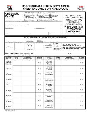 Fillable Online Forms - Southeast Region Pop Warner Fax Email Print ...