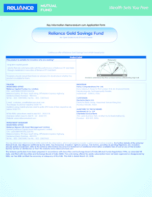 Fillable Online Reliance Gold Savings Fund NFO Form + KYC FORM - Scribd Fax Email Print - pdfFiller