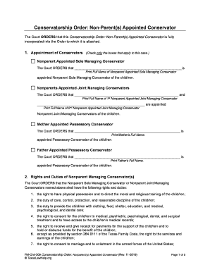 Fillable Online Conservatorship Order: Non-Parent(s) Appointed ...