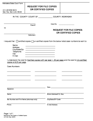 Fillable Online REQUEST FOR FILE COPIES OR CERTIFIED COPIES ... Fax Email Print - pdfFiller