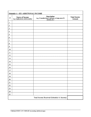 Fillable Online Guardianship - EZ Accounting Form - Additional Schedule ...