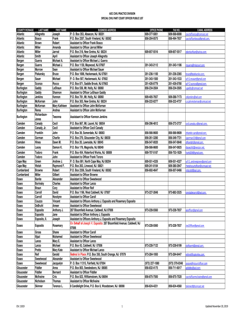 Nj Court Officer List - Fill Online, Printable, Fillable, Blank | pdfFiller