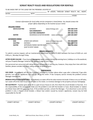 Fillable Online LEASE RULES & REGS FORM Fax Email Print - pdfFiller