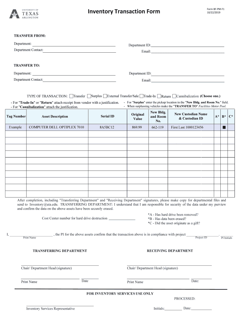 Fillable Online Inventory Transaction Form Fax Email Print - pdfFiller