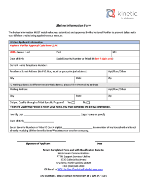 Fillable Online Lifeline Information Form - Residential Fax Email Print ...