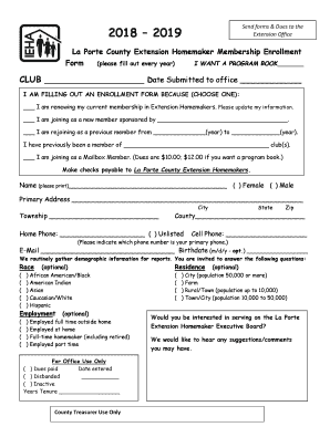 Fillable Online Send forms & Dues to the 2018 2019 Extension Office Fax ...